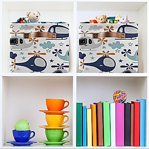 Helicopter Cloud Star Storage Basket Bins Decorative Toy Organizer Bins Laundry Hamper Baskets with Handles for Home Boys Girls Office Closet Shelf Nursery Baskets,1 pcs