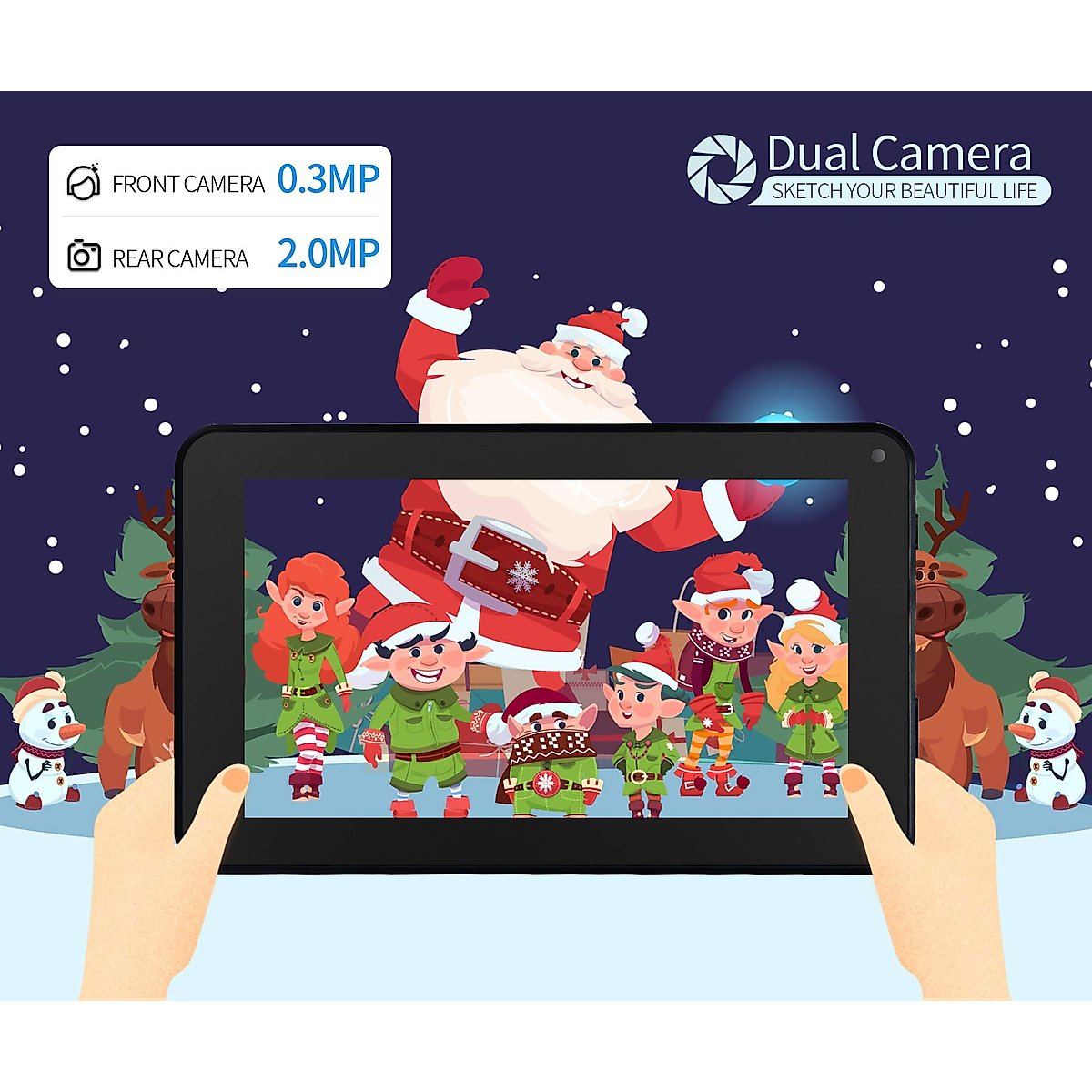 Haehne 7 inch Tablet, Android 9.0 Pie, 1G RAM 16GB Storage, Quad Core, IPS Display, Dual Camera, FM, WiFi Only, Bluetooth, Blue