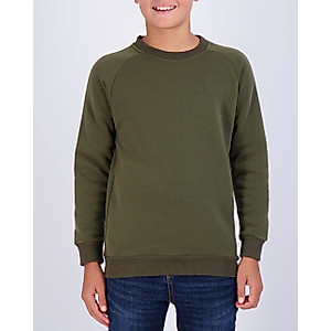 3 Pack Boys Sweatshirts Fleece Youth Classic Crew Neck Tops Long Sleeve Warm Soft Pullover Uniform Sweaters Girls Teen Kids Sweater Basic Black Clothes T Shirts Ninos Green Navy -Set 7, M (8/10)