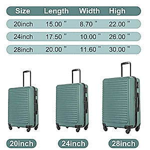 Travelhouse Hard Shell Luggage Set: Lightweight Carry-On with Silent Airplane Spinner Wheels, TSA Lock and Cool Rolling Design - Ideal for Business Trips and Back to School (Green)