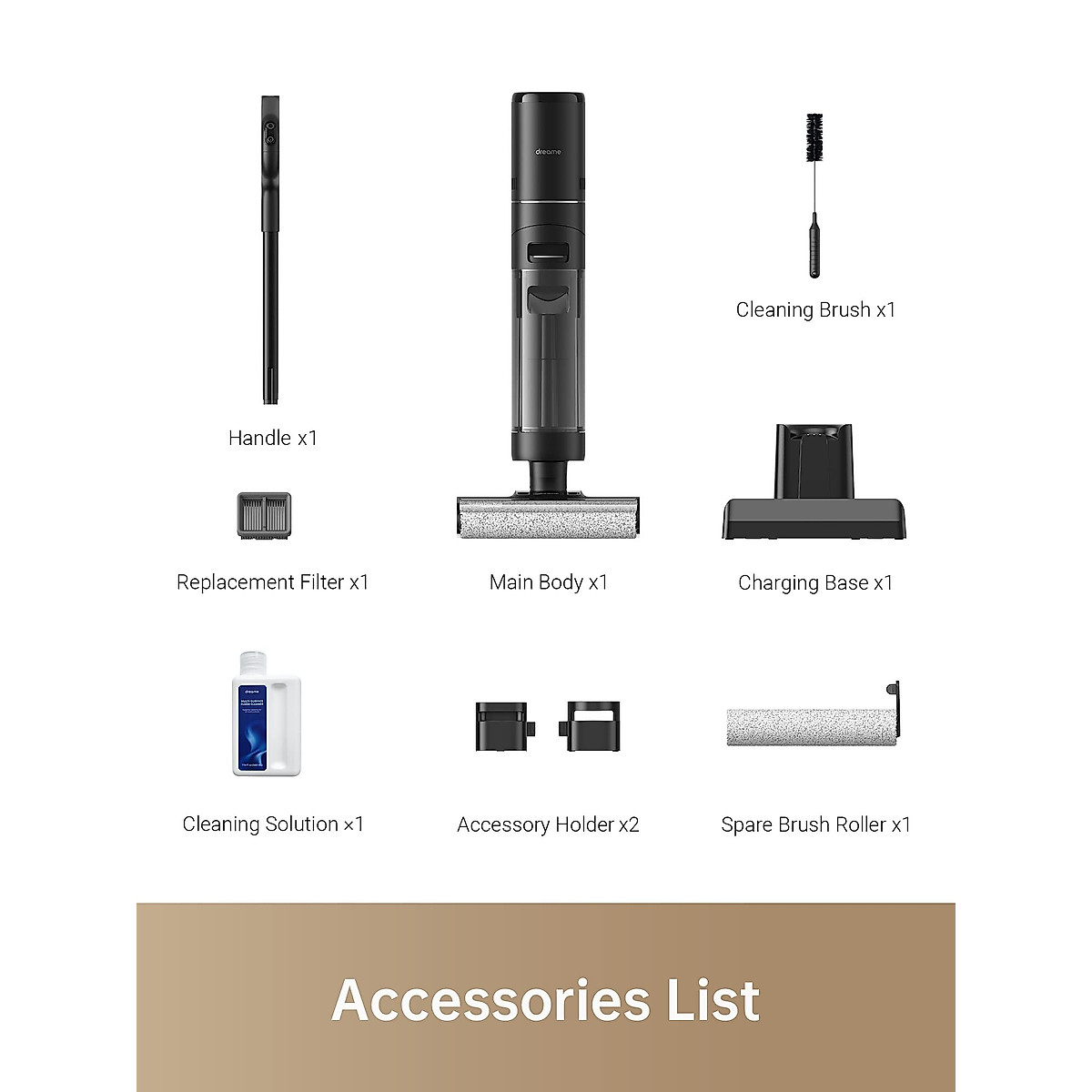 Dreametech H12 PRO Wet Dry Vacuum Cleaner, Smart Floor Cleaner Cordless Vacuum and Mop for Hard Floors, One-Step Edge to Edge Cleaning with Hot Air Drying Black