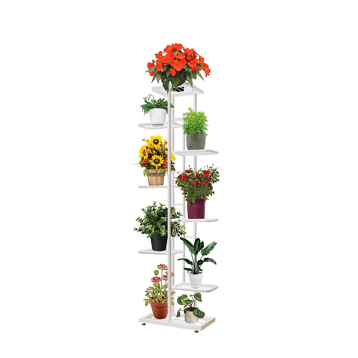 MTB Garden 8 Tier Metal Plant Stand for Indoor Outdoor Flower Pot Display Planter Shelf, White