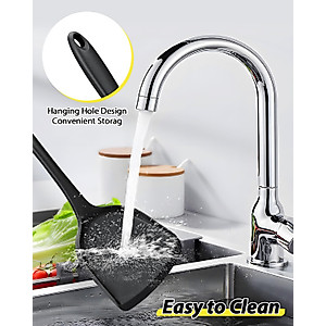 4 Pcs Silicone Kitchen Utensils Set, Wok Spatulas-Slotted Turner-Cooking Spoon-Slotted Spoon, Nonstick BPA Free High Heat Resistant Cooking Utensils for Frying, Mixing, Serving, Draining, Stirring