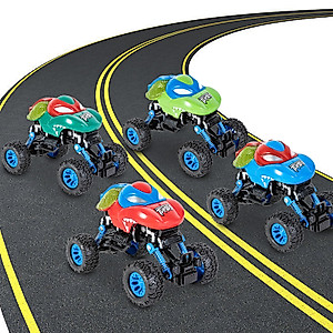 ELTUILMP Monster Trucks Toys for Boys Toddler Push Car 4 Pack Pull Back Car Vehicles Inertia Educational Toy Cars Friction Powered Cars Toys for 3 4 5 6 7 Year Old Boys Girls Birthday for Kids