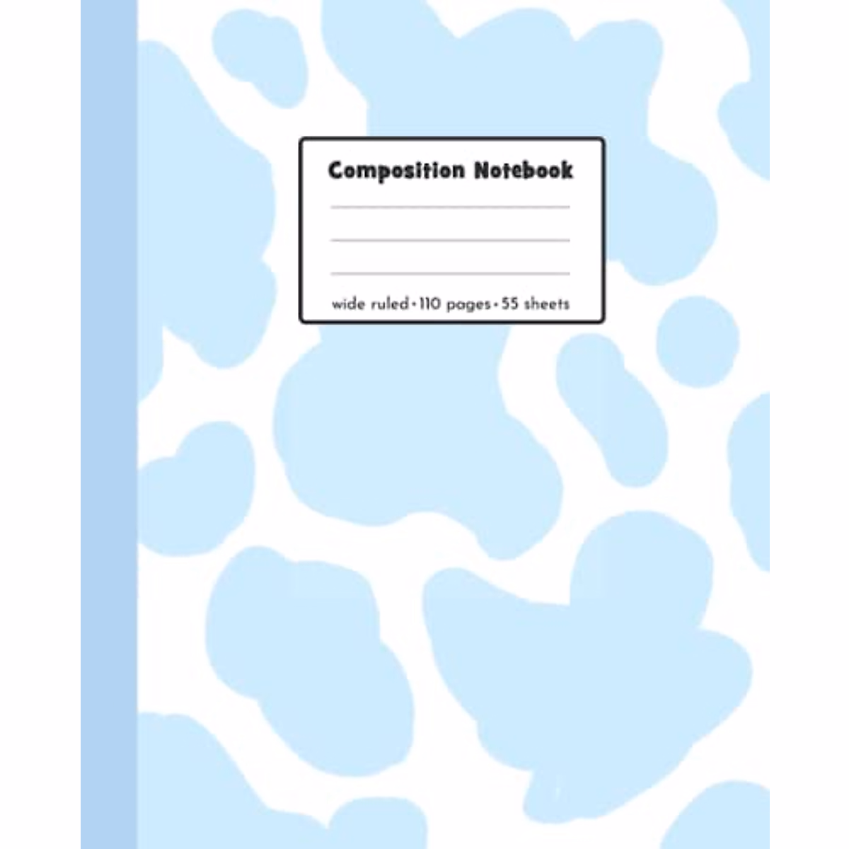 Pastel Composition Notebook Wide Ruled: Turquoise Blue Cow Print Note Book | Cute & Aesthetic Cartoon Cowprint Pattern for Kids & Teens | Back to School Stationery