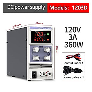 DC Power Supply, Adjustable DC Power Supply 120V 3A LED Digital Lab Bench Power Source Stabilized Power Supply Voltage Regulator Switch,Electroplating DIY