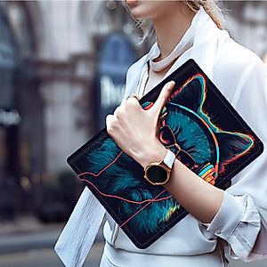 Case for Galaxy Tab S7 FE 5G/S8 Plus/S7 Plus 12.4" Tablet PU Leather Slim Lightweight Cover with Auto Wake/Sleep Protective Case for Samsung Tab S7 FE 2021/S8+ 2022/S7+ 2020,Cat with Headphones Music