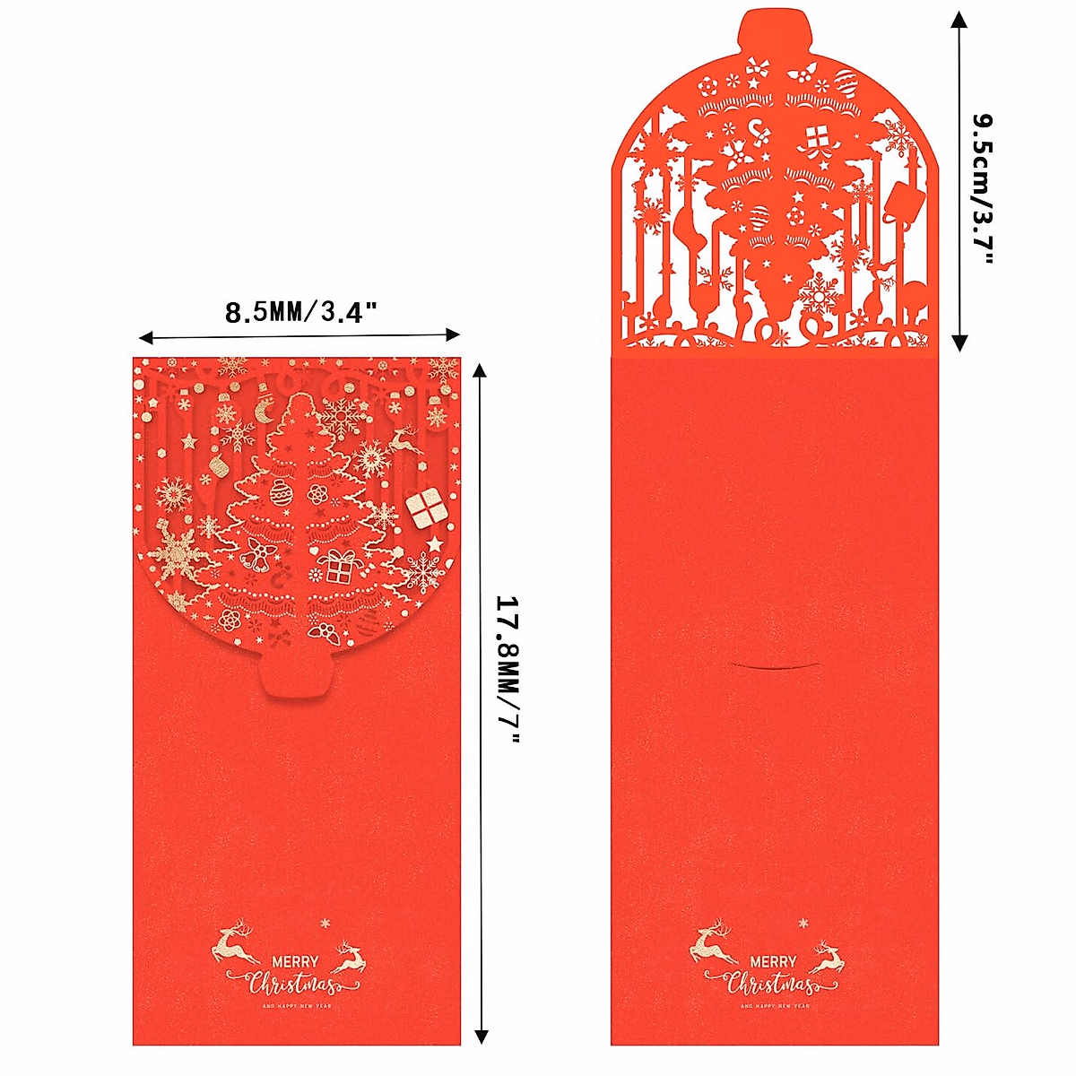 Christmas Money Cards, 10 Pack cash envelopes, Christmas Money Holders for Cash, Checks, or Gift Cards, For Christmas Day/Birthday/Holiday/Party/Spring Festival etc（Red Color7 × 3.4 inch）