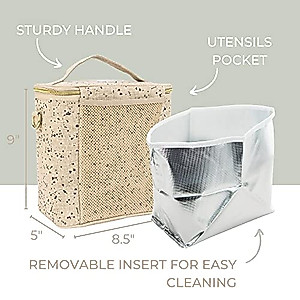 SoYoung Insulated Lunch Bag for Adults, Work, Travel or Picnic, Reusable Cooler Tote with Detachable, Adjustable Shoulder Strap, Pocket and Removable Insert, Spacious Lunch Tote, Machine Washable