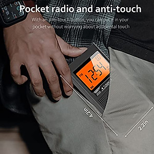 AM FM Portable Radio with Best Reception, Pocket Transistor Radio with Big Digital Screen, Stereo Earphone Jack, Sleep Timer and Alarm Clock Operated by 2 AAA Batteries for Jogging, Walking(Black)