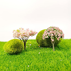 Kayzyue 18 Pcs Miniature Flower Trees Fairy Garden Tree Plant Ornament Model Tree Train Scenery Architecture Trees for DIY Crafts,Building Model,Scenery Landscape Natural Green Dollhouse Decor