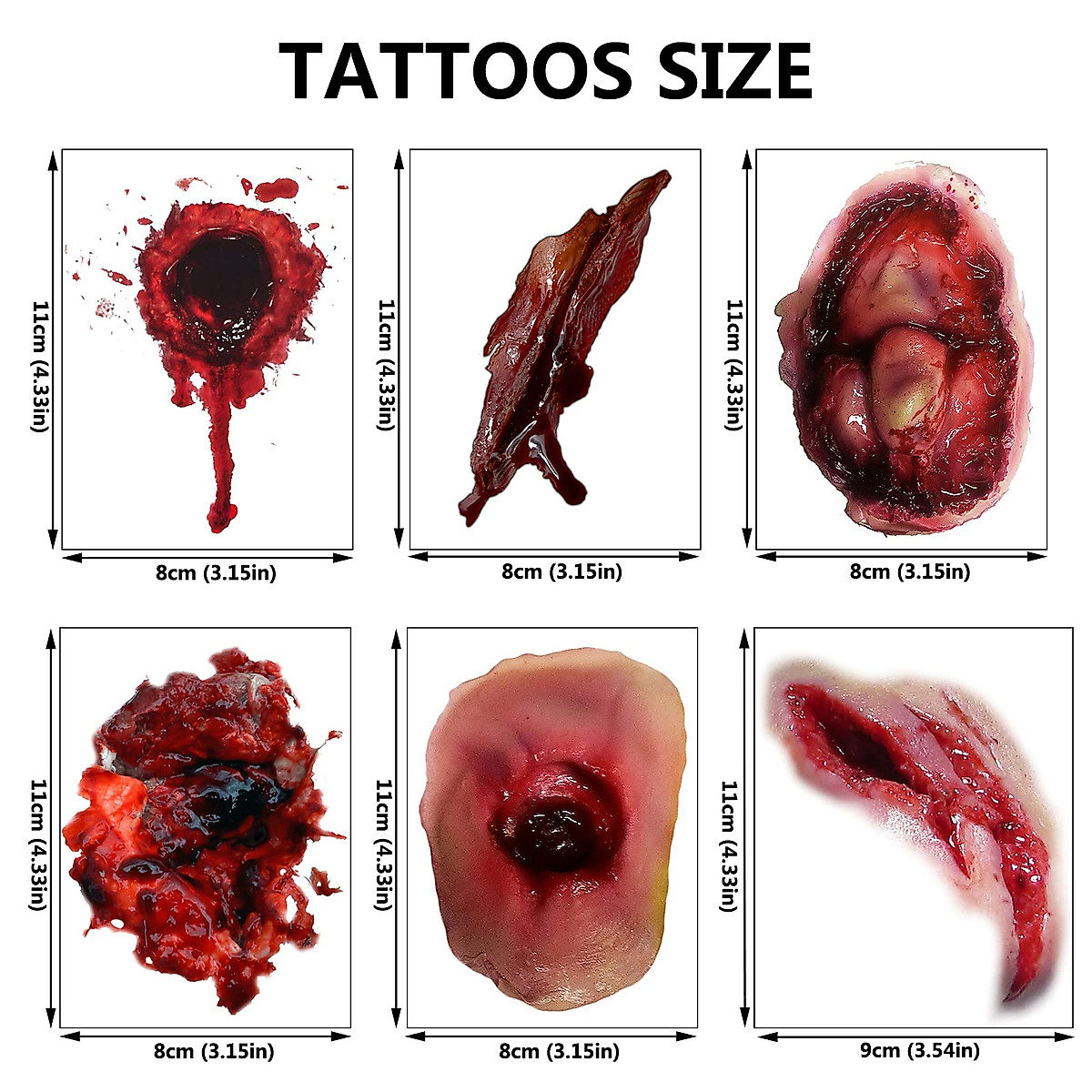 Halloween Temporary Tattoo, Bloody Wound Tattoo Stickers for Halloween Cosplay Party Scar Tattoo Masquerade Prank Prop Decorations Face Tattoo Sticker for Women Man Kids