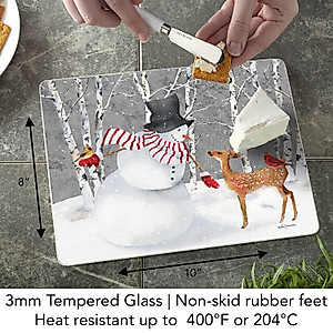 CounterArt Snow Day 3mm Heat Tolerant Tempered Glass Cutting Board 10” x 8” Manufactured in the USA Dishwasher Safe