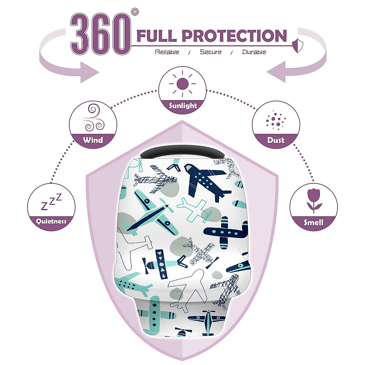 Baby Car Seat Stroller Covers Classic Glen Plaid Nursing Cover Breastfeeding Scarf Soft Breathable Stretchy Coverage Carseat Canopy Cover for Boys and Girls Multi Use for Baby Shower