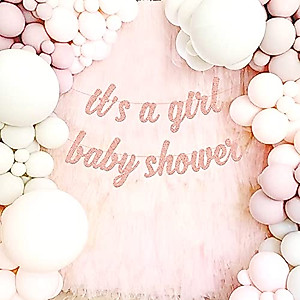 Baby Shower Decorations for Girl - Rose Gold It’s a Girl , Baby Shower Banner and Gifts Banner for Baby Girl Shower Party Kit Supplies Decorations decor