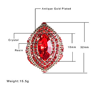 CKHAO Women Ring - Big Size Antique Gold Plated Turkish Style Red Gemstone Vintage Ring Women Jewelry J0769RED (8)