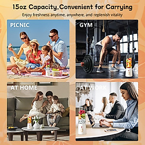 Personal Size Blender for Shakes and Smoothies,15.6 oz Portable Blender with 10 Blades,Rechargeable Mixers Fresh Fruit Juicers,Multifunctional Blender with 2 cups,For Travel,Sports,Outing, white