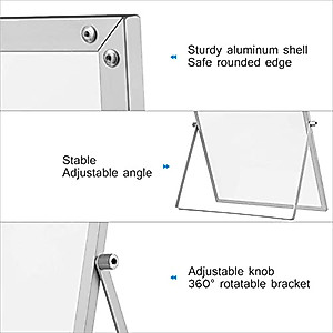 STOBOK Small Dry Erase White Board - 14 x 11 inch Desktop Double-Sided Mini Whiteboard Easel with Stand, Magnetic Portable Desk Board to Do Reminder for Kids,Students,Office School Home