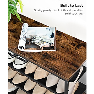 HOOBRO Shoe Rack, 5 Tier Shoe Storage Organizer with 4 Oxford Fabric Shelves and Top Panel, Holds 16-20 Pairs of Shoes, for Entryway and Closet, Industrial, Rustic Brown BF50XJ01