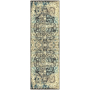 Superior Indoor Runner Area Rug with Jute Backing, Vintage Neutral Traditional Floor Decor for Living Room, Kitchen, Dining Room, Entryway, Hallway, Hardwood Floors, Zelda Collection, 2.6' x 8', Black