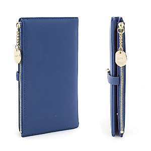 Valentoria Womens Long Wallet Wallet ClutchPurse Handbag Zipper Wristlet Pocket Card Holder (Denim Blue)