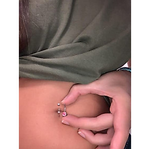 Briana Williams 6pcs Stainless Steel Silver Rook Daith Earrings Belly Lip Ring Eyebrow Studs Cartilage Tragus Cubic Zirconia Barbell Body Piercing 8mm (5/16")