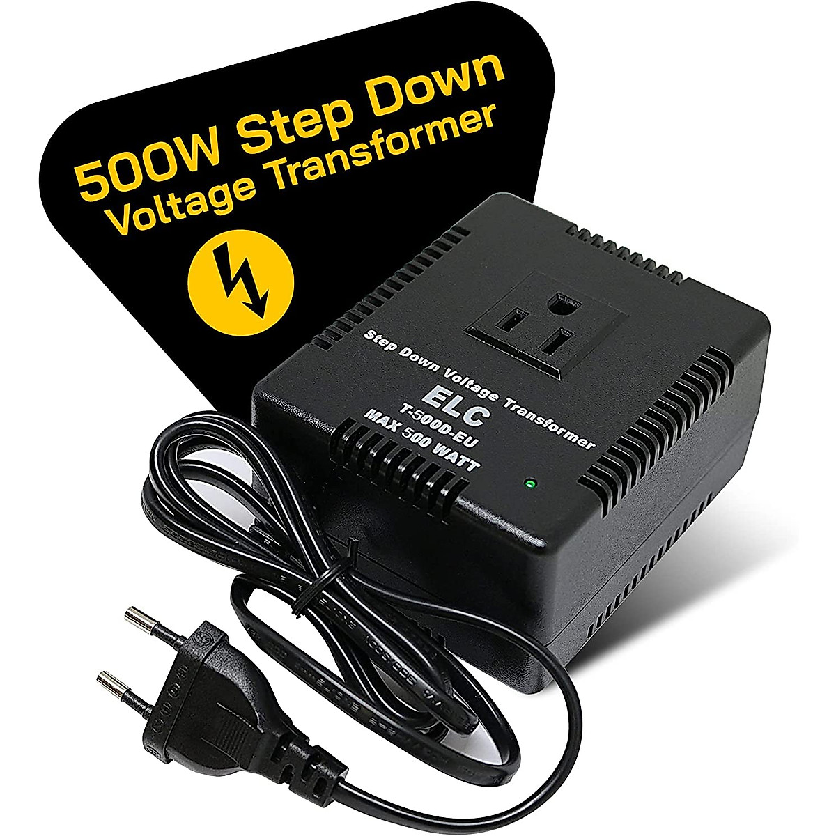 ELC 500-Watt Voltage Converter - Step Down - 220v to 110v / 240v to 120v Travel Power Converter - for Hair Straightener, Hair Dryer, Laptops and Chargers, CE Certified [3-Years Warranty]