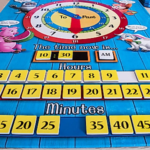 ZazzyKid Tell Time Teaching Clock for Kids: 12.6 x 16.5 inches Board with Magnetic Game Numbers