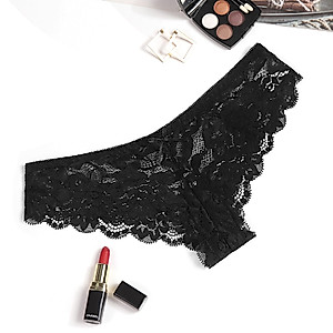 Avidlove Sexy Panties for Women Lace Underwear Cheeky Bikini Panties Soft Hipster Black M