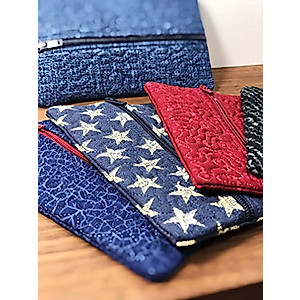 Tissue Pouch Zipper Enclosed Fabric Travel And Purse Tissue Holder (Blue, Stars)