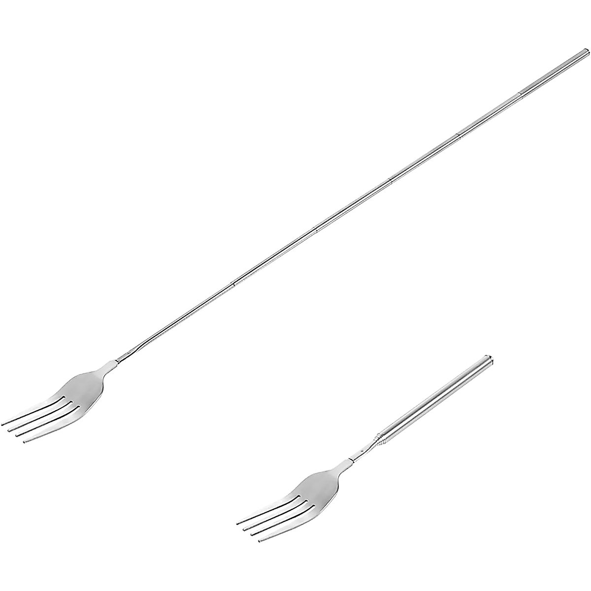 Chazcool Extendable Fork, Telescoping Fork, Extended Fork, Stainless Steel Retractable Fork, Fork Extender Long Fork, Extending Fork for Eating Dinner Fruit Dessert BBQ 8.7 to 25.4 Inch (1 pcs)