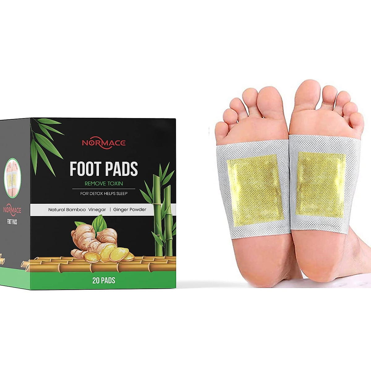Normace Foot Pads for Better Sleep and Releasing Stress (20 PCS)- High -End Japanese Quality Pads with Natural Ginger Powder