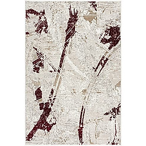 RUG BRANCH Cascade Contemporary Coastal Red Beige Indoor Area Rug for Living Room, Bedroom, Dining Room, and Kitchen - 8' x 10' (7'9" X 10'9")