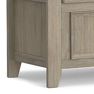 SIMPLIHOME Amherst SOLID WOOD 48 inch Wide Entryway Storage Bench with Safety Hinge, Multifunctional Transitional in Distressed Grey