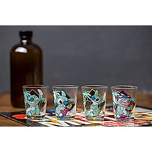 Silver Buffalo Lilo and Stitch Pastel 4pc Mini Glass Set, 1.5-Ounces