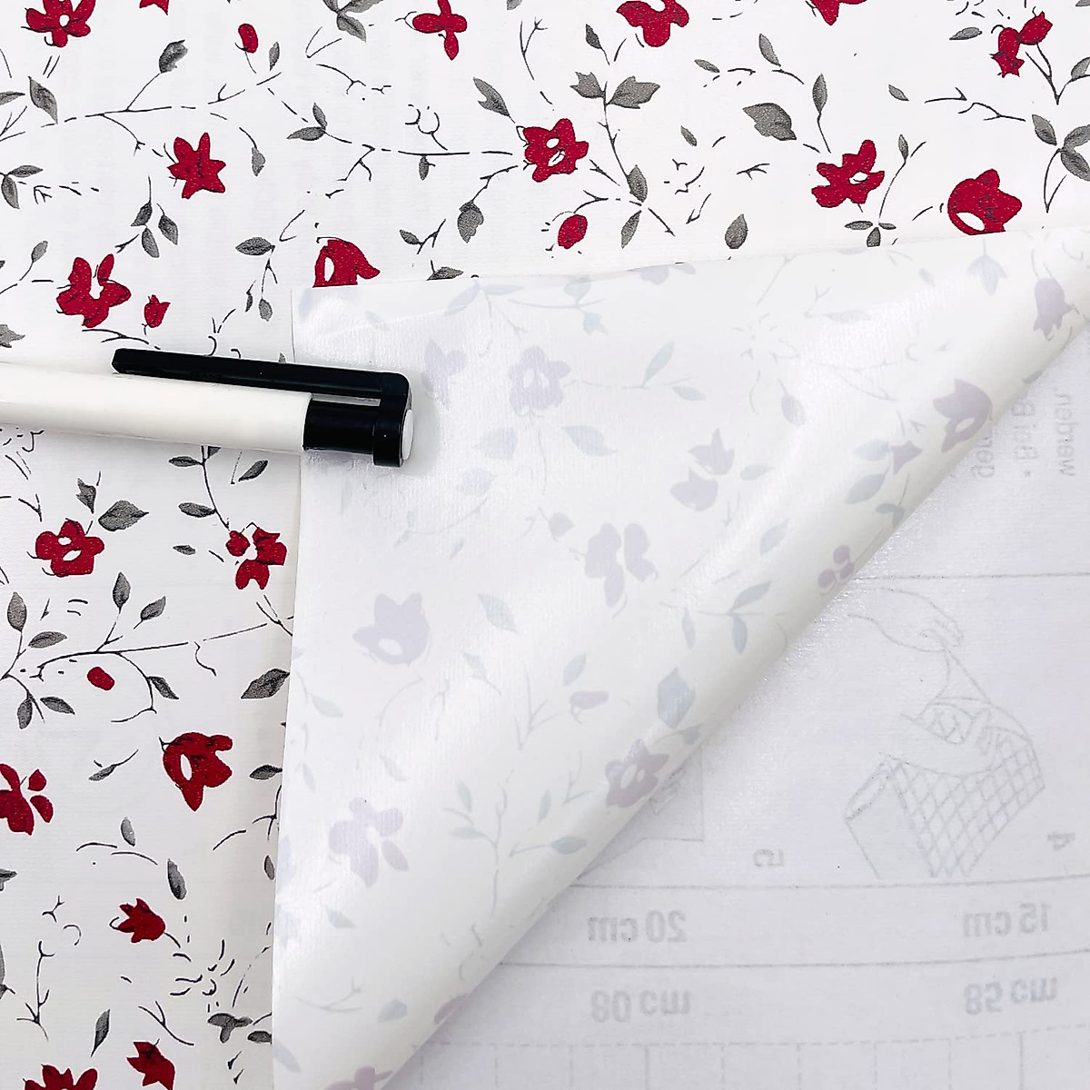 Yifely Red Rural Floral Shelf Liner Locker Decor Sticker Self-Adhesive Furniture Paper 17.7 Inch by 9.8 Feet