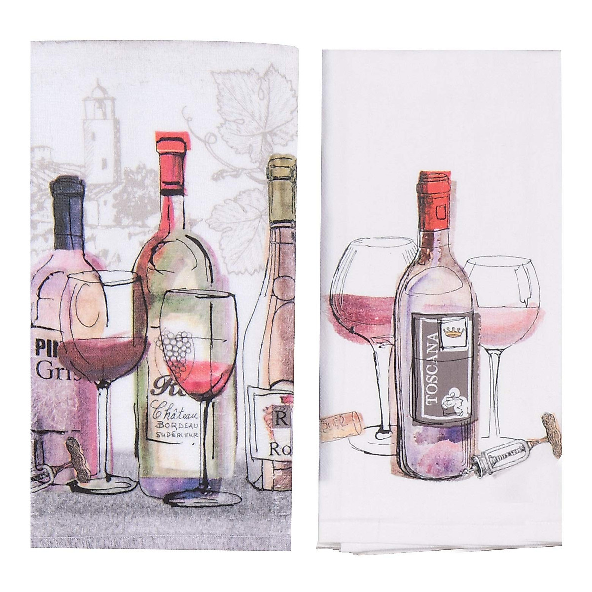Kay Dee Designs Choice Wine Artistic Kitchen Bar Towel Bundle, Set of 2