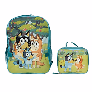 BLUEY 2 Piece Backpack Set, Pre-school Girls & Boys 16" Travel Bag, Blue