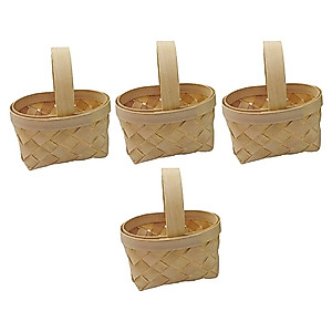 Hemoton 4pcs Candy Basket Small Basket Toys Snacks Containers for Kids Wooden Tray Rustic Decor Tiny Containers Snack Containers Small Craft Basket Child Mini Wood Chips Small Candies