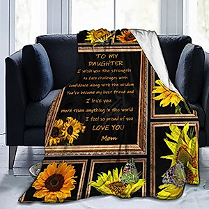 Golden Sunflower Frame Letter to Daughter Throw Blanket Gifts for Daughters from Mothers Daughter Birthday Gifts Blanket Daughter Blanket