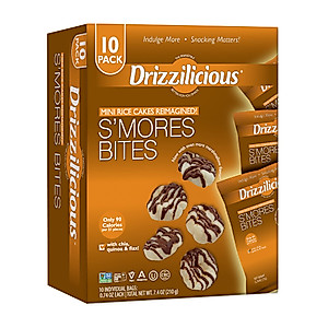 Drizzilicious S'mores 10 Pack | Mini Snack Chocolatey Rice Cakes | Vegan Air Popped Chia, Quinoa, Flax Smore Snacks