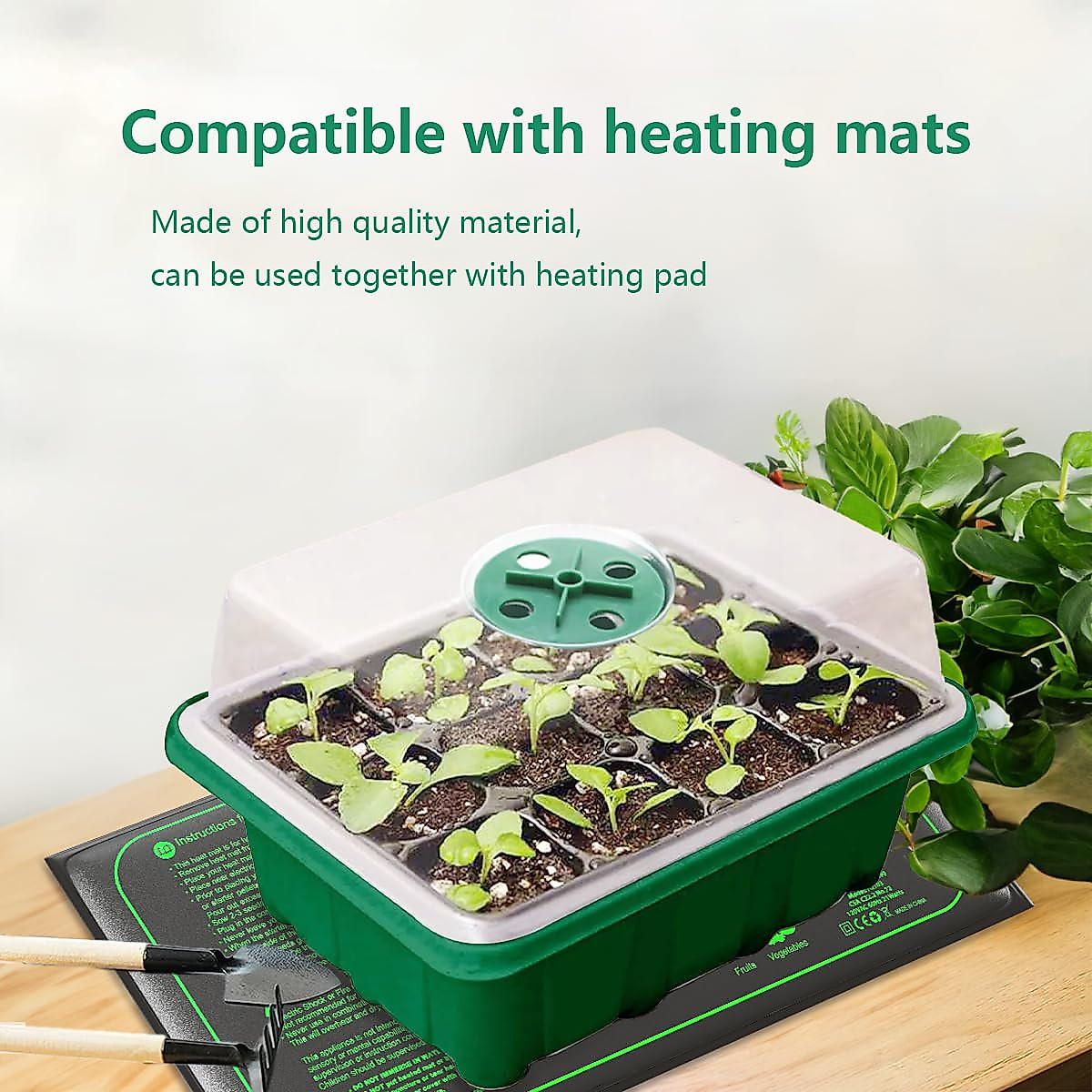 Seed Starter Trays, 12 Cells x 10 Packs Humidity Adjustable Plant Grow Kit with Dome and Base for Greenhouse & Gardens(120 Cells Total Tray)