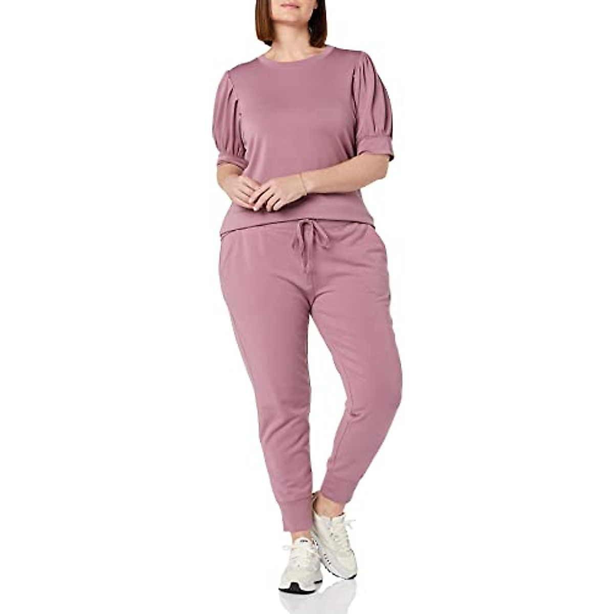 Daily Ritual Women's Terry Cotton and Modal Drawstring Jogger Pant, Dusty Lilac, Large