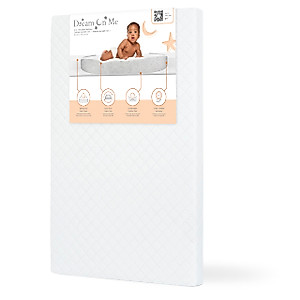 Dream On Me Holly 3” Fiber Portable, Greenguard Gold Certified, Waterproof Vinyl Cover, Lightweight Mini Crib Mattress, White