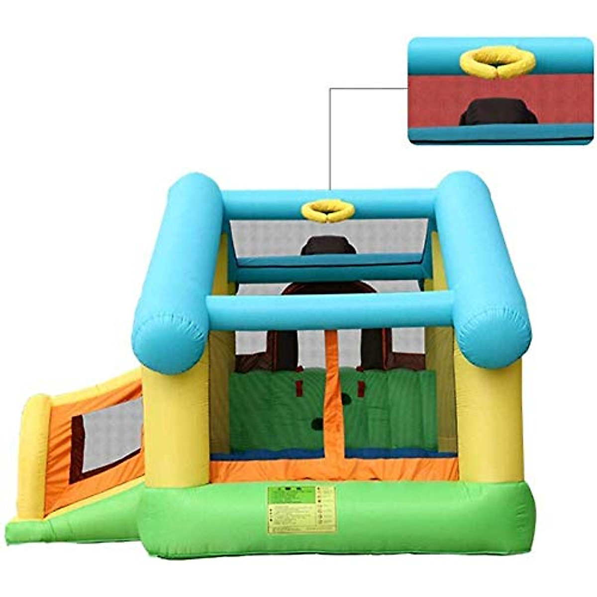 Inflatable Castle and Slide, Blue Dog House Children Slide Outdoor Small Playground Home Square Trampoline Children Play Fence Colors 532 347 262Cm