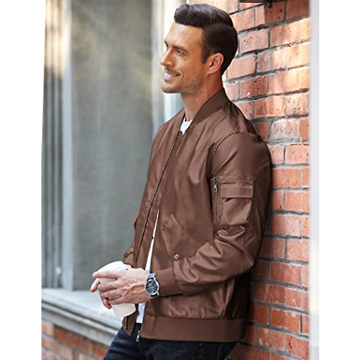 COOFANDY Men's Leather Bomber Jackets Fashion Disco Jacket Varsity Jackets Coat