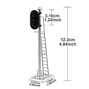 JTD433GYR 2PCS Model Railroad Train Signals 3-Lights Block Signal 1:43 O Scale 12V Green-Yellow-Red Traffic Lights for Train Layout New