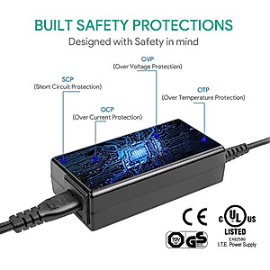 HKY 15V 60W AC Adapter for Anker Powerhouse 200,Rockpals WCE001 RP250W 250W 240Wh K53 350W 288Wh EnginStar SinKeu FlashFish CHAFON AIPER AIMTOM Portable Power Station Solar Generator Power Supply Cord