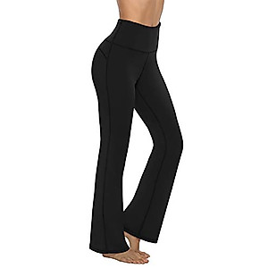 AFITNE Yoga Pants for Women Bootcut Work Pants with Pockets High Waisted Workout Bootleg Yoga Pants Flared Athletic Pants Black - 3XL