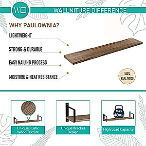 Wallniture Toledo Floating Shelves for Wall, Wall Shelf for Living Room Decor, Kitchen Organization, Bathroom Organizer, Shelves for Bedroom Burnt Set of 2